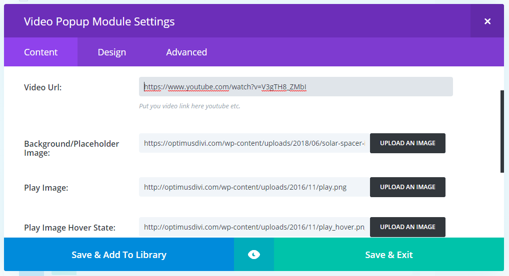 Video Popup Module in Lightbox | Optimus Divi
