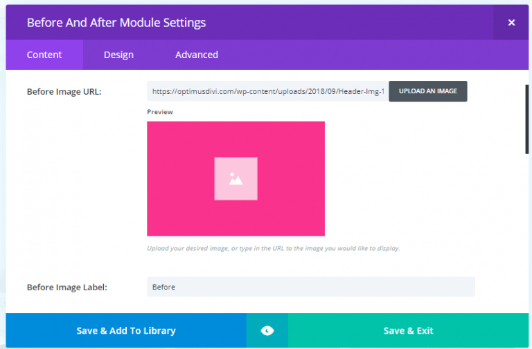 Before and After Module | Custom Divi Module by Optimus Divi
